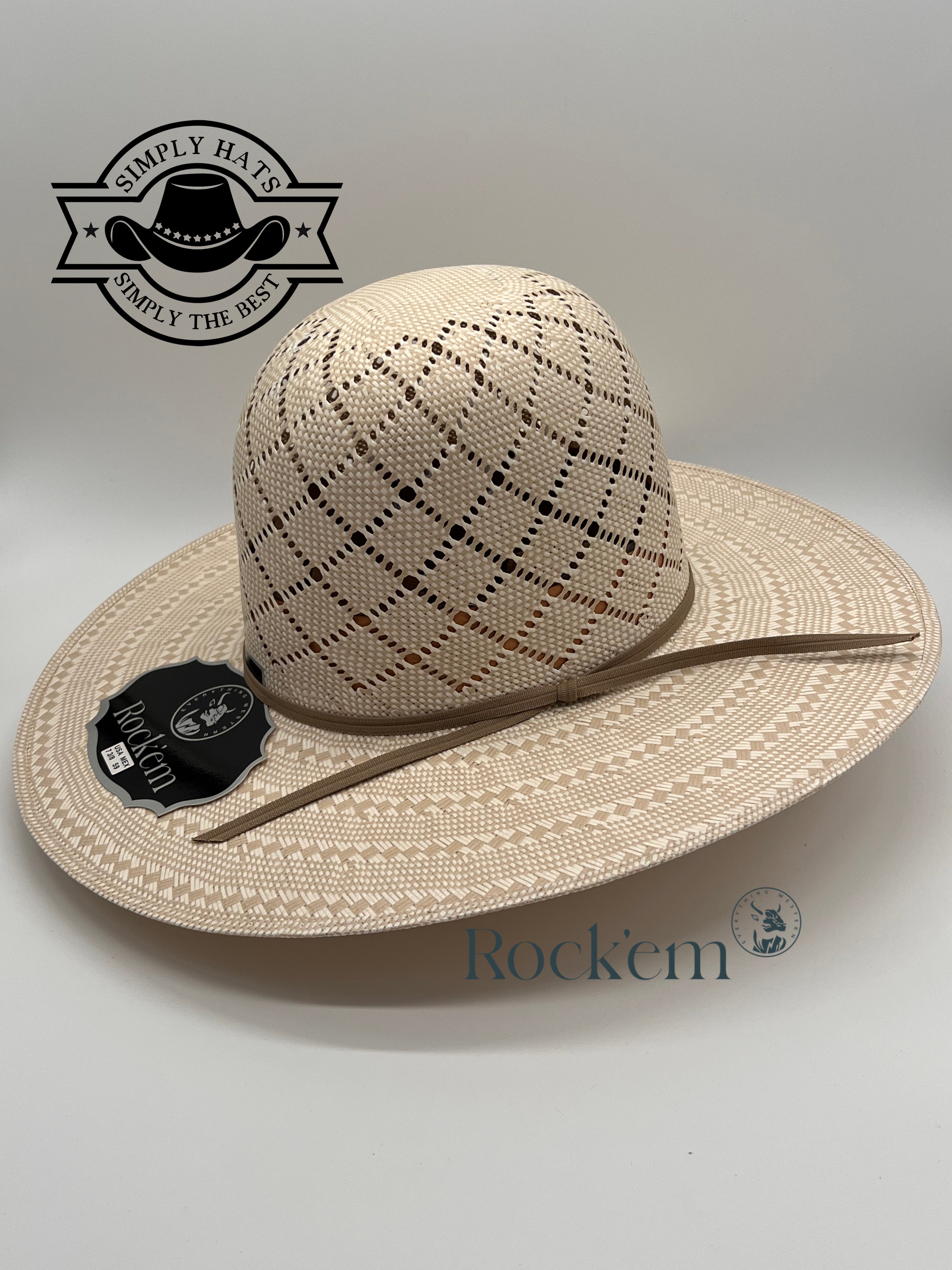"Diamond Patch" Open Crown - Ivory/Tan | Simply Hats