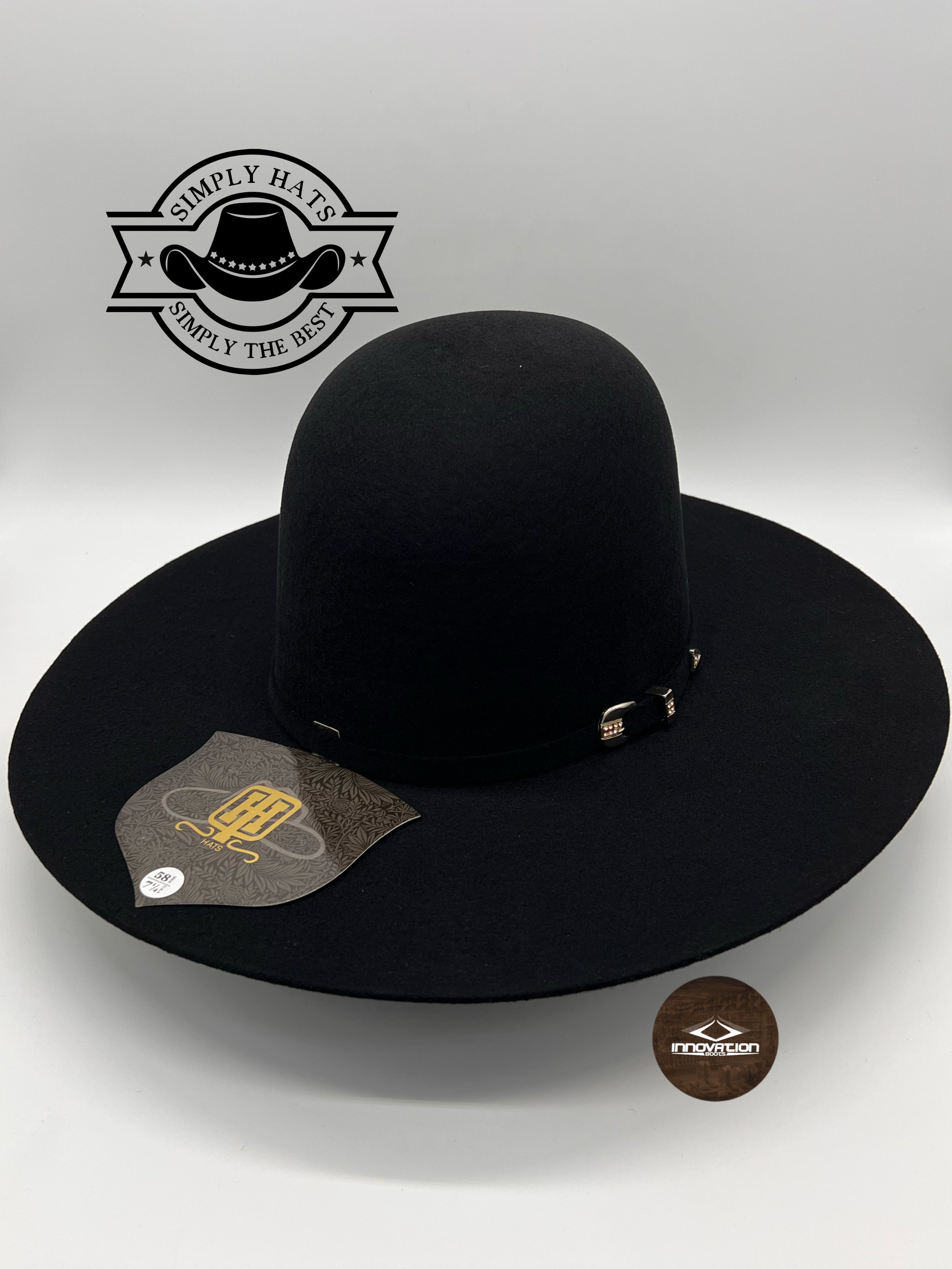 100x Premium Wool Blend Open Crown - Black | Simply Hats