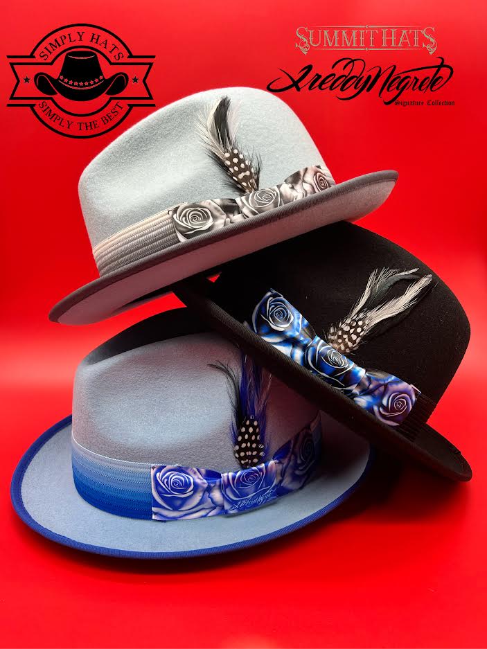 Freddy Negrete Australian Wool Felt Rose SE - Blue | Simply Hats