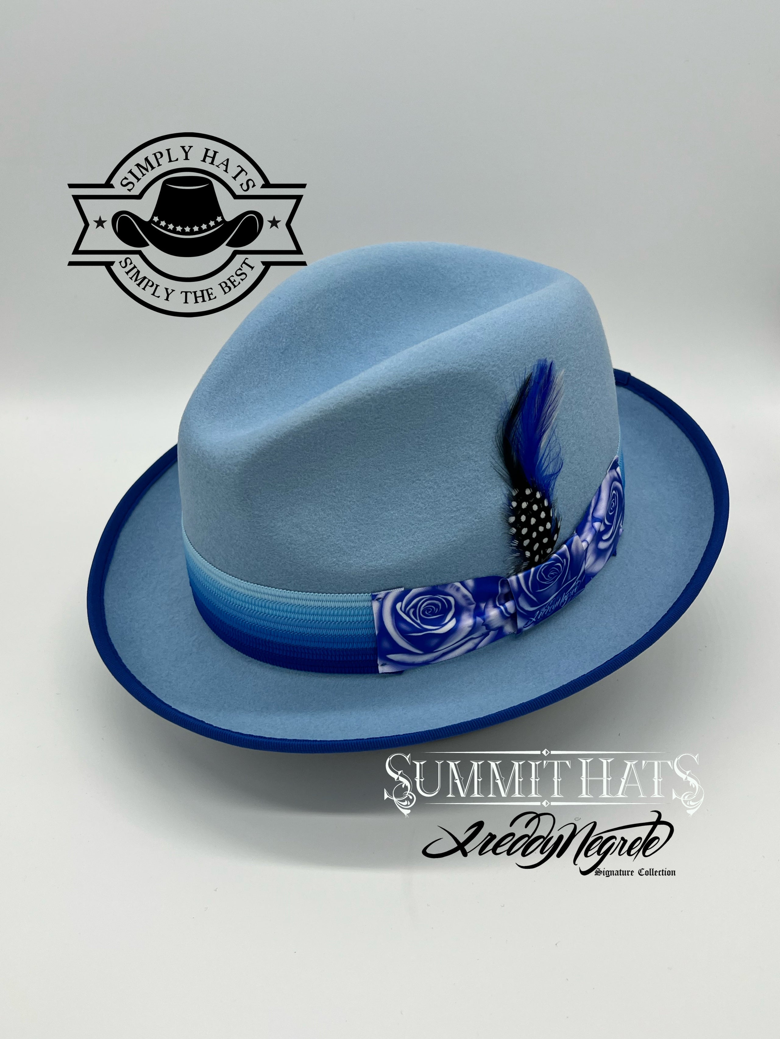 Freddy Negrete Australian Wool Felt Rose SE - Blue | Simply Hats