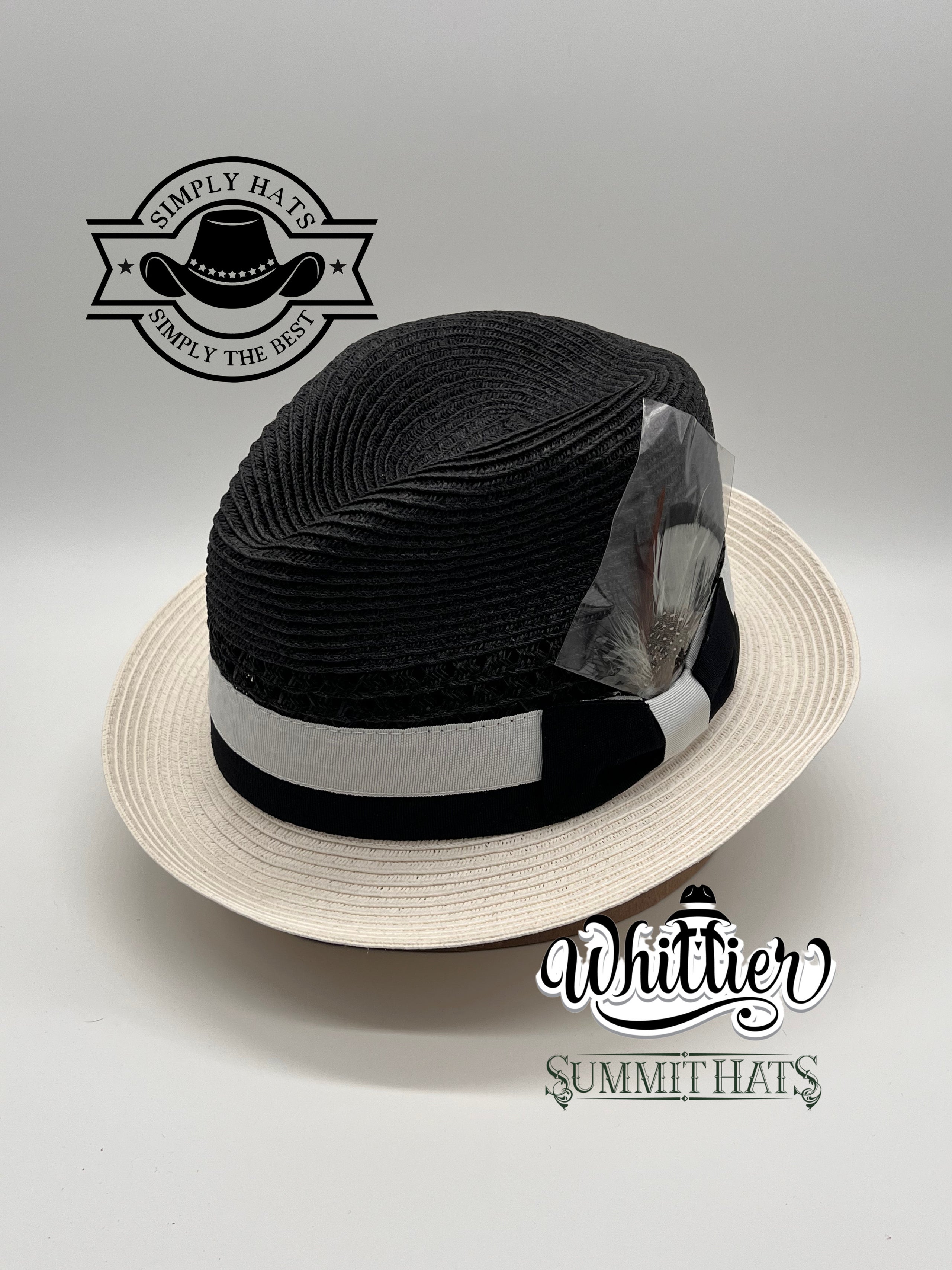 Whittier Faux Milan Fedora - Black/White | Simply Hats
