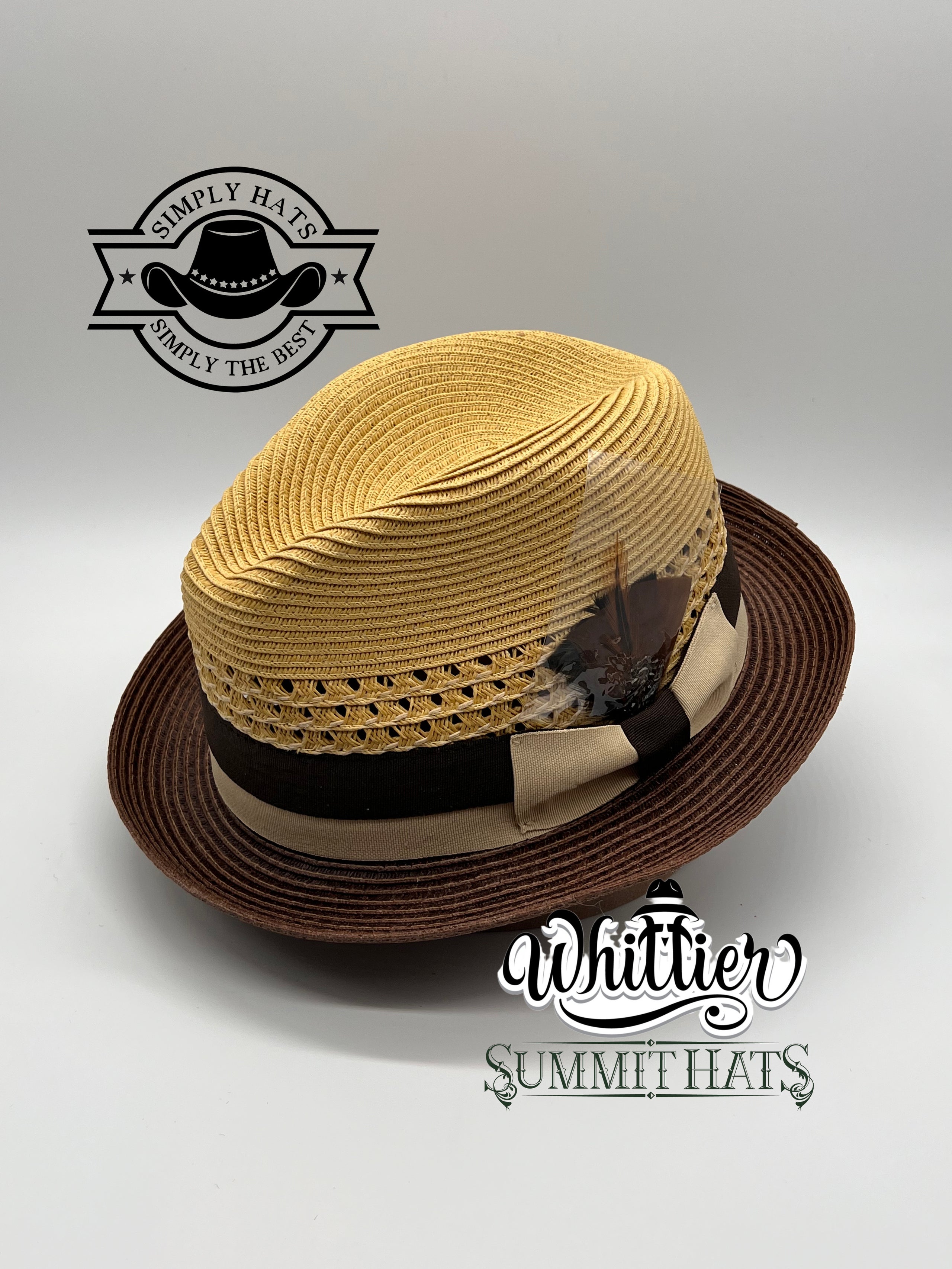 Whittier Faux Milan Fedora - Khaki/Brown | Simply Hats